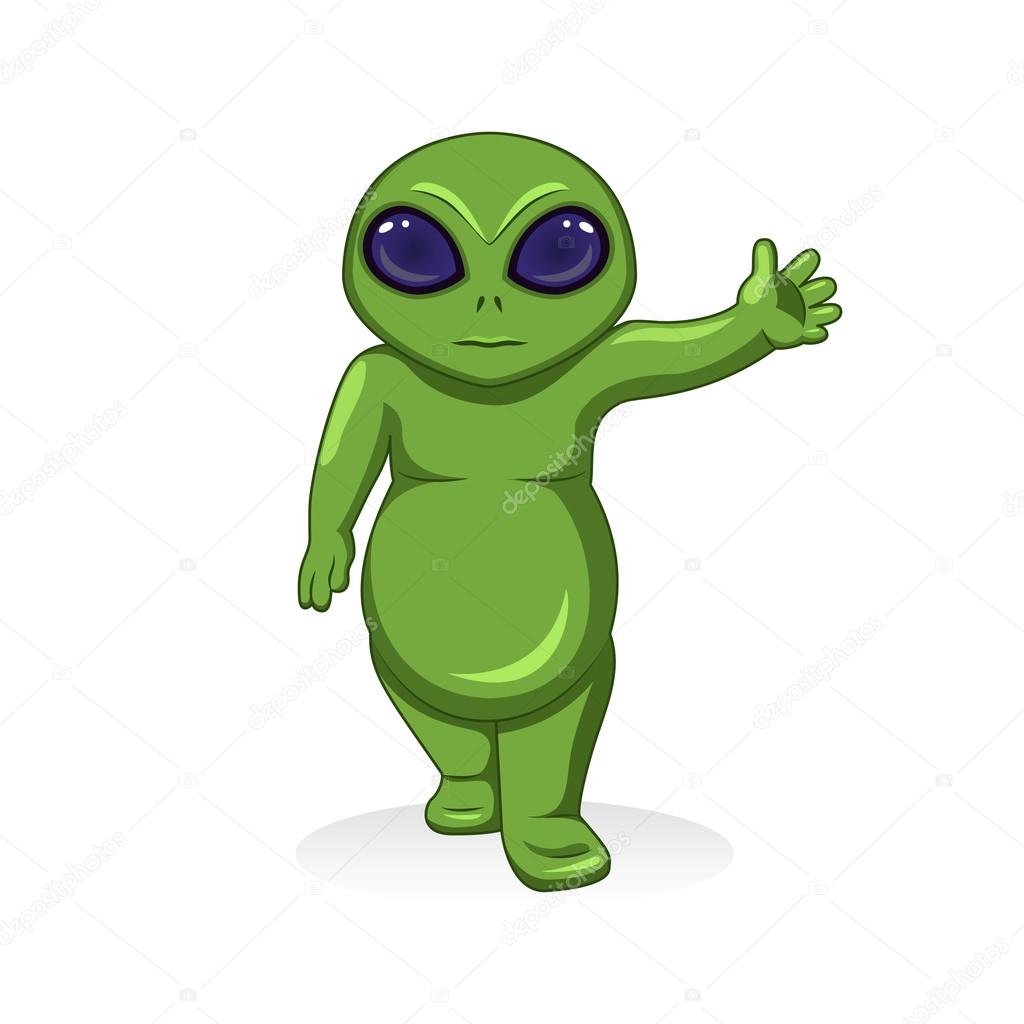 Vector Cartoon Green Alien Extraterrestrial Stock Vector