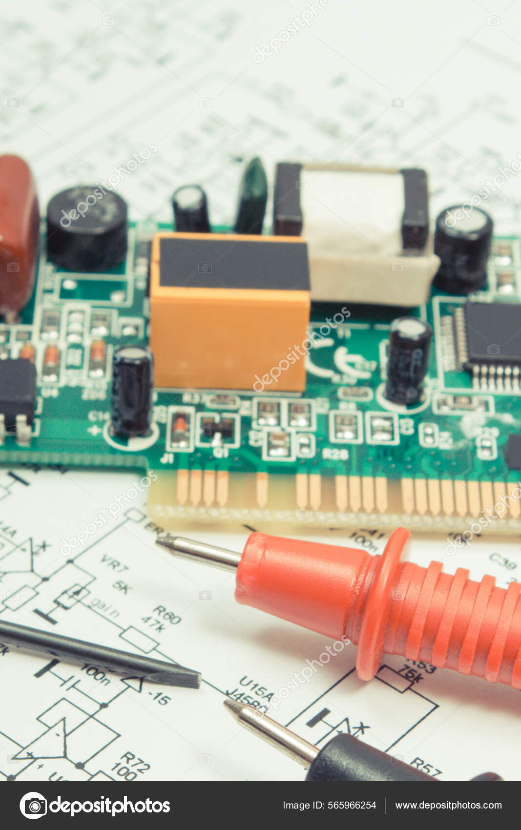 Printed Circuit Board Transistors Resistors Capacitor Diagram ...