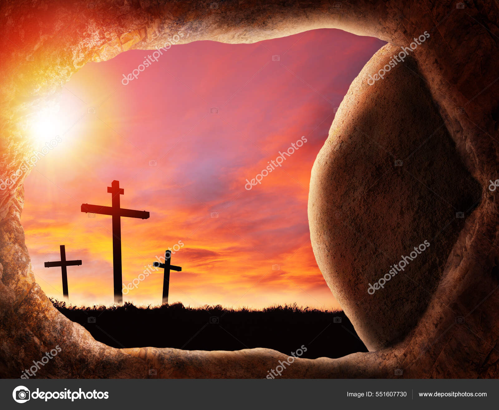 Good Friday Easter Concept Jesus Resurrection Empty Tomb Burial Cave ...