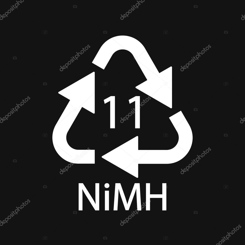 S mbolo de reciclaje de bater a 11 NiMH. Ilustraci n vectorial 2024