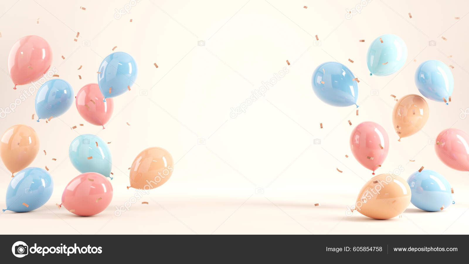 Pastelli Ilmapalloja Vaaleanpunainen Tausta Renderöinti ...