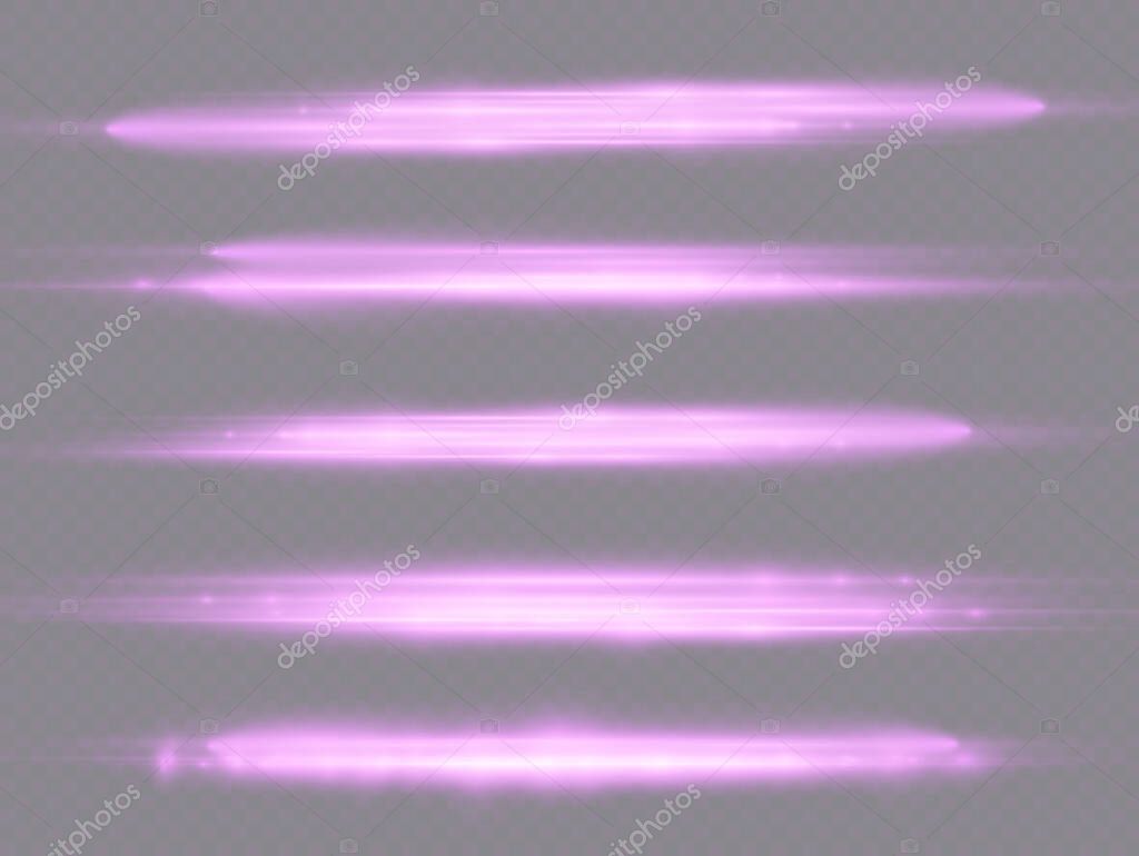 Rayos de luz horizontales, flash púrpura paquete de bengalas de lentes ...