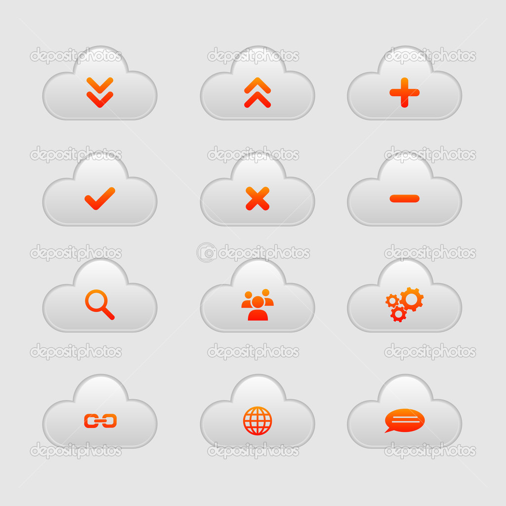 Set of cloud icons - orange and light grey Stock Vector Image by ...