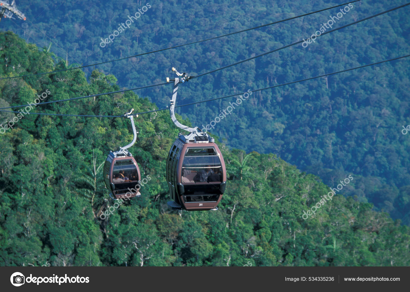 Cable Car Jungle Landscape Mountain Area Gunung Machinchang Island ...
