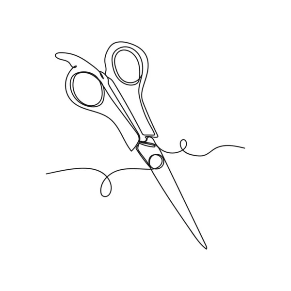 Continuous One Line Drawing Scissors Icon Silhouette White Background ...