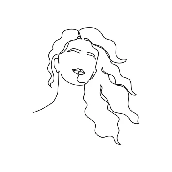 Cute Girl One Line Drawing Vector Illustration Continuous Line Drawing ...