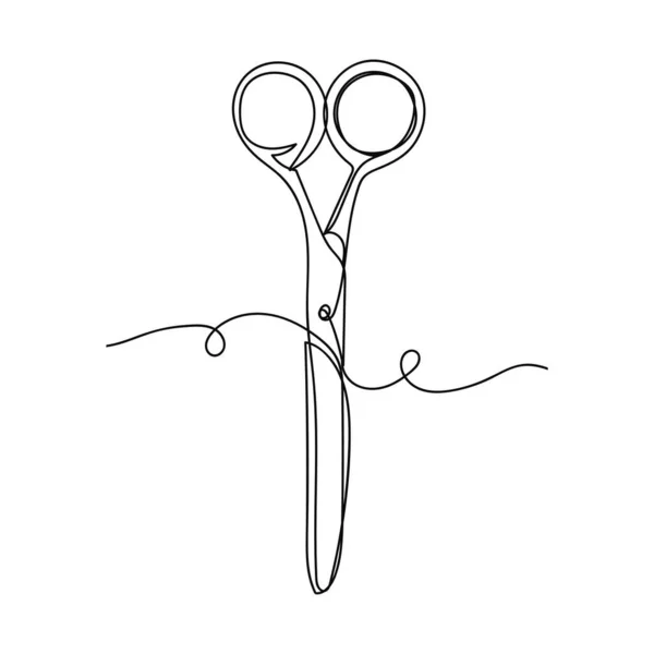 Continuous One Line Drawing Scissors Icon Silhouette White Background ...