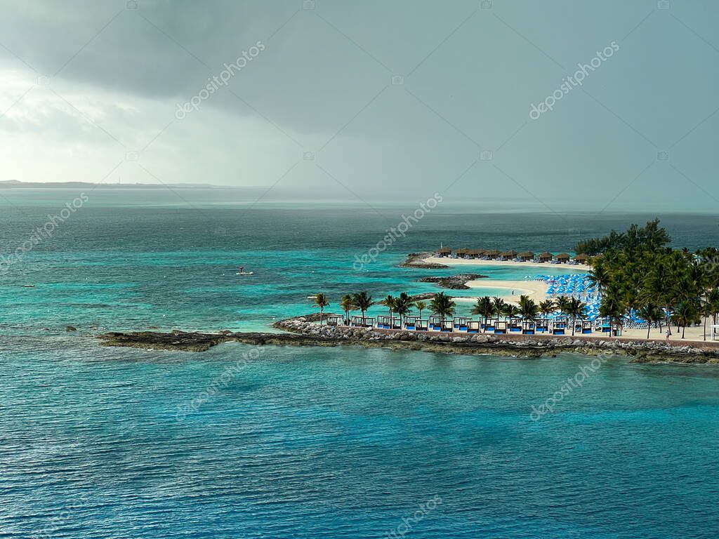 Coco Cay, Bahamas - February 13, 2022: An aerial view of Coco Cay a ...