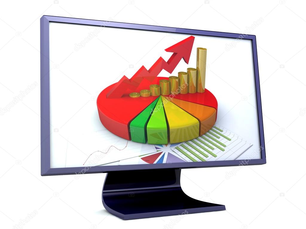 3d chart in computer monitor Stock Illustration by ©Best3d #51229471