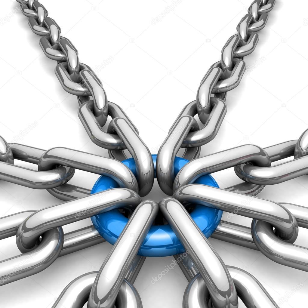 3d chain chrome green cross security metal. illustration of a single ...