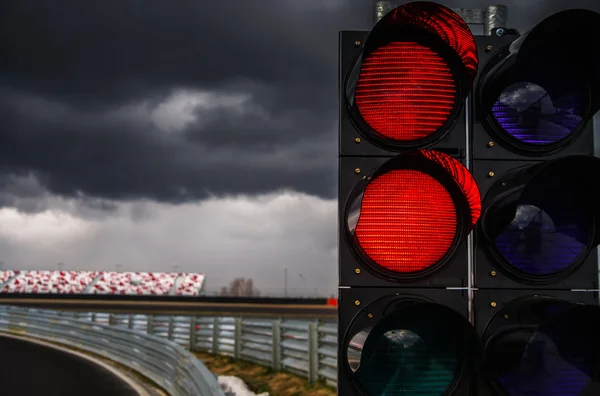 Traffic light on race track Stock Photo by ©sorokopud 49590897