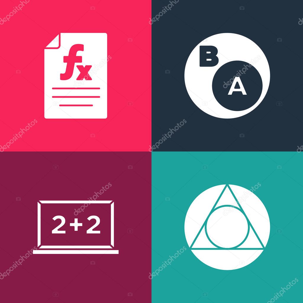 Set pop art Triángulo matemáticas, pizarra, subconjuntos, es ...