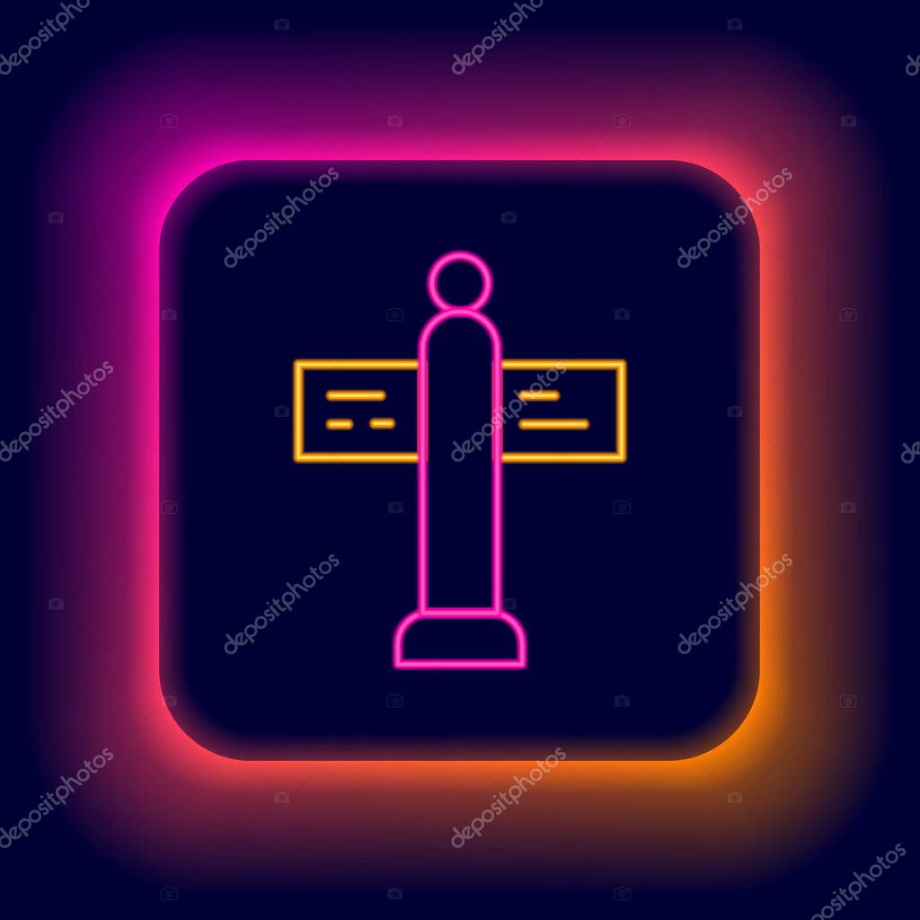 L nea de ne n brillante Se al de tr fico vial. Icono de se al aislado sobre fondo negro. S mbolo ...