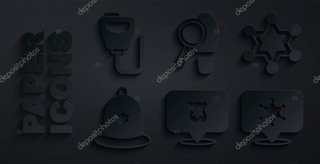 Set Insignia de la policía, sheriff hexagrama, casco de la policía ...