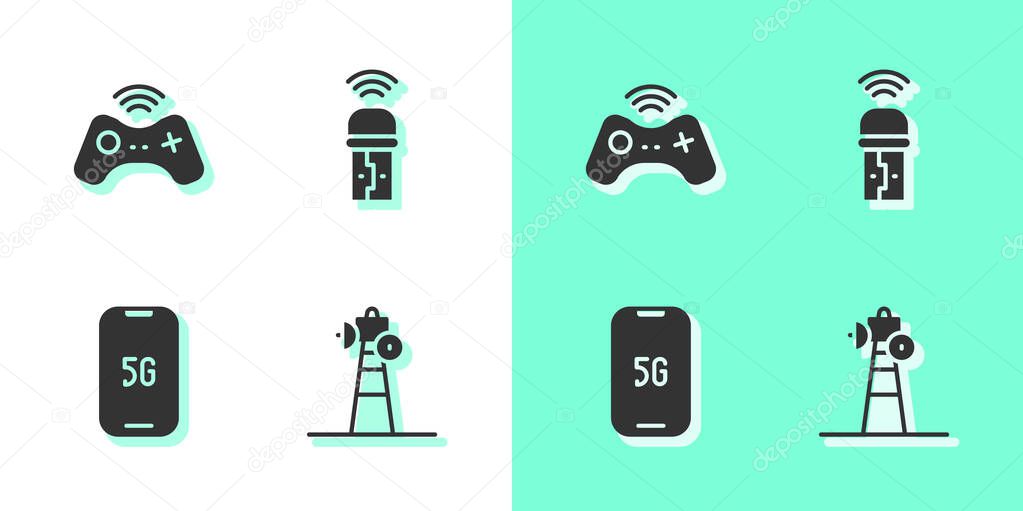 Set de antena parab lica, mando inal mbrico, m vil con 5G y USB icono adaptador inal mbrico ...