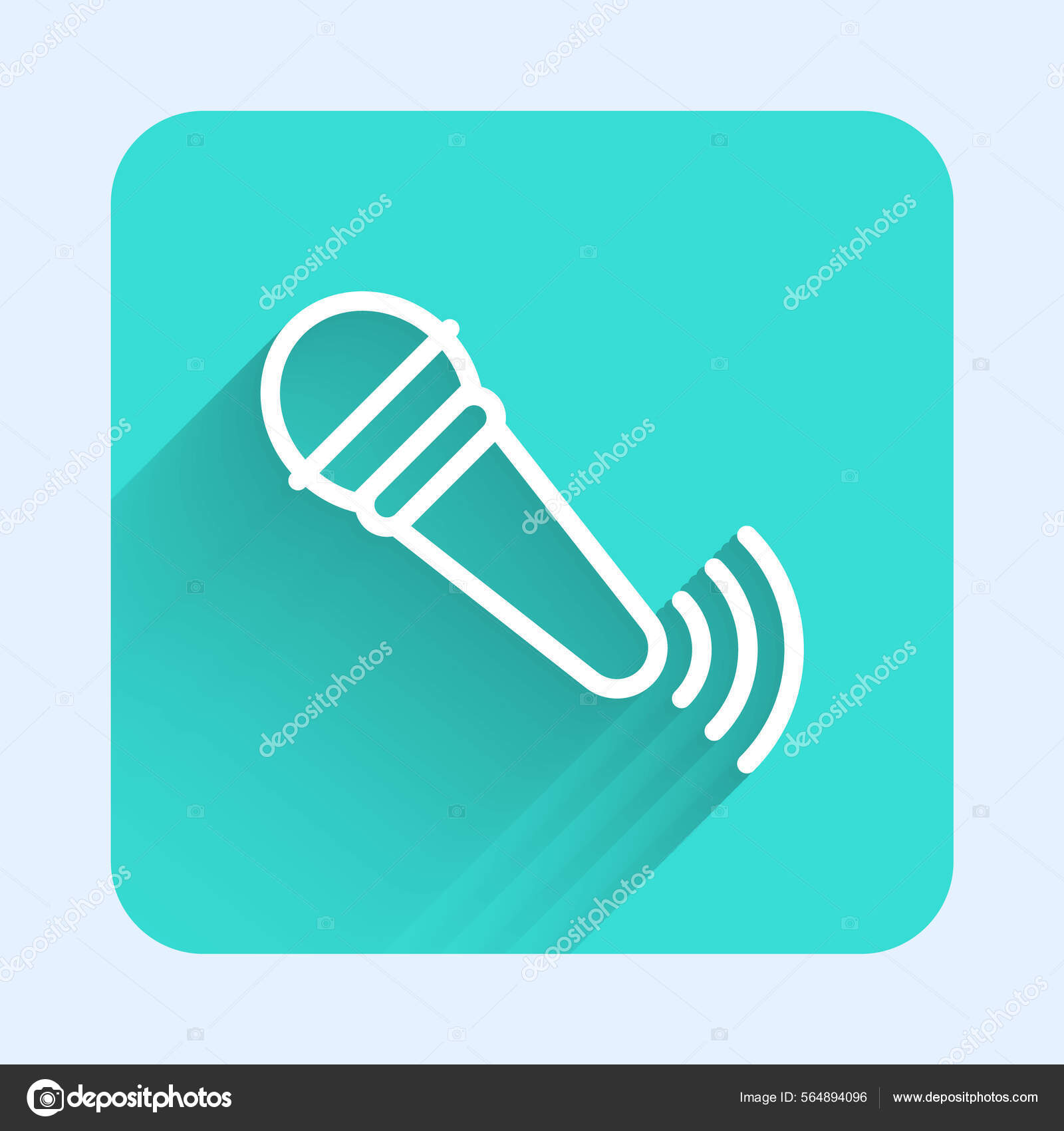 White line Wireless microphone icon isolated with long shadow ...