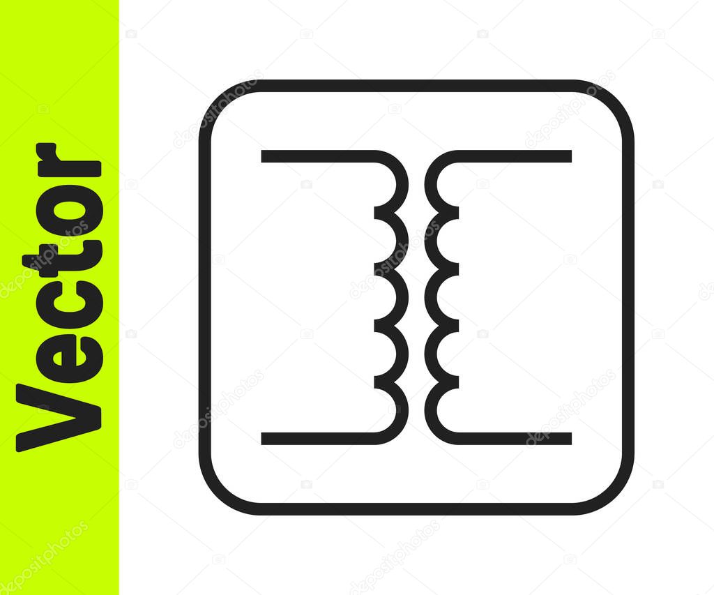 Línea negra Icono del transformador eléctrico aislado sobre fondo ...