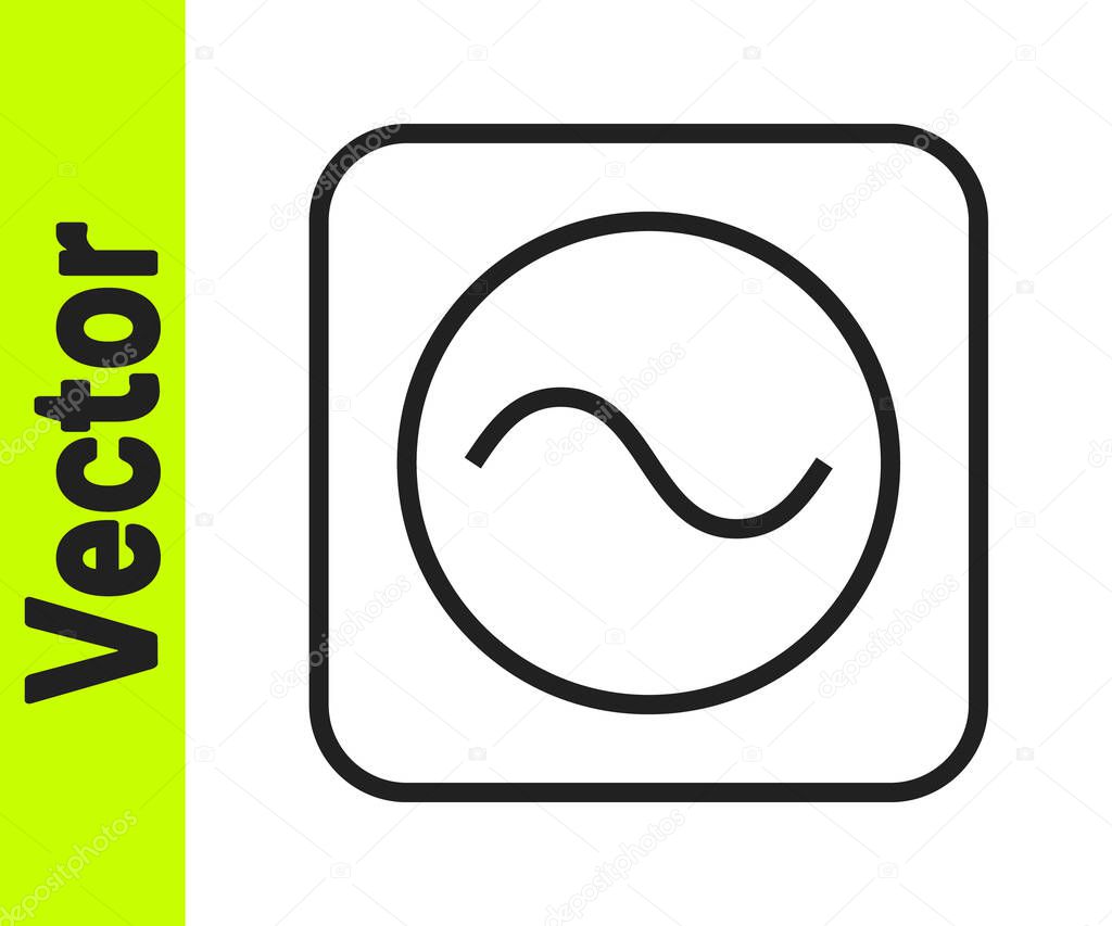 Icono de símbolo de fuente de voltaje AC de línea negra aislado sobre ...