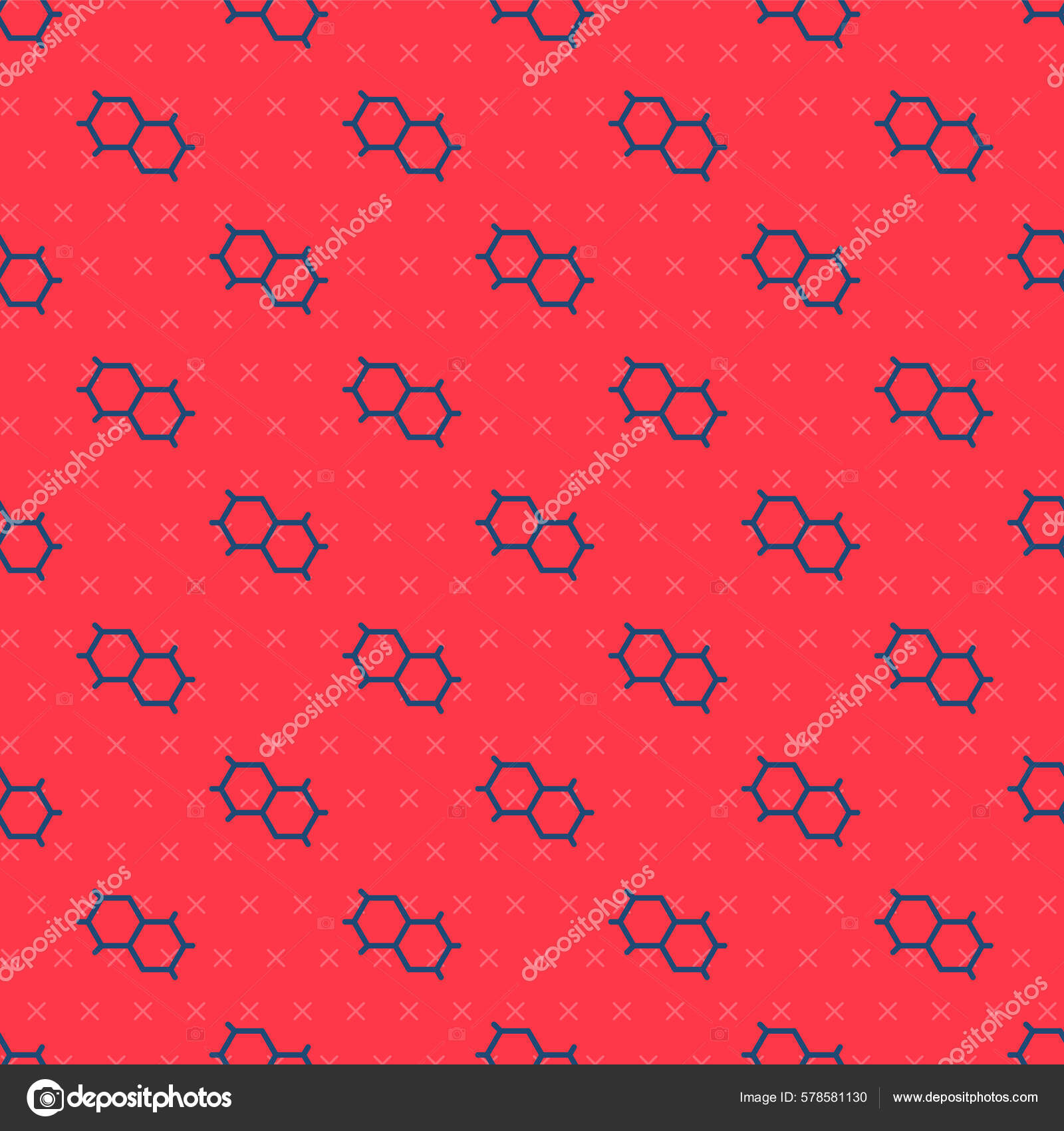 Blue Line Chemical Formula Icon Isolated Seamless Pattern Red ...