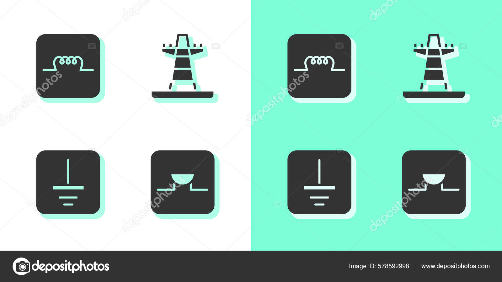 Set Buzzer Electronic Circuit Inductor Electrical Symbol Ground Tower ...