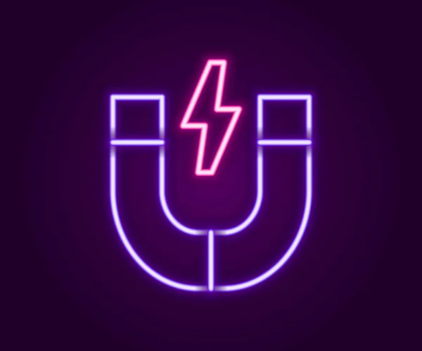 Glowing neon line Magnet icon isolated on black background. Horseshoe ...