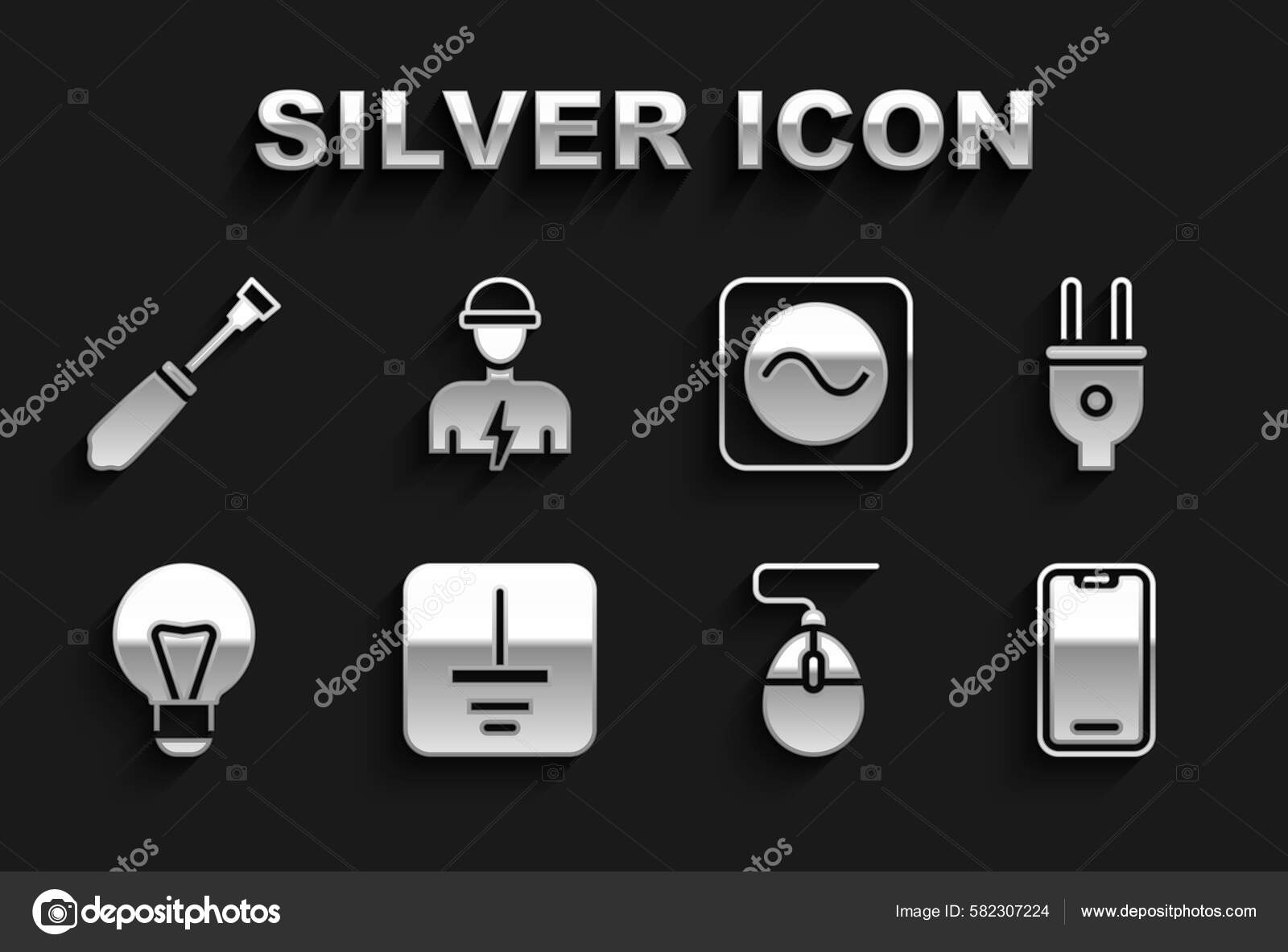 Set Electrical Symbol Ground Plug Mobile Phone Computer Mouse Creative ...