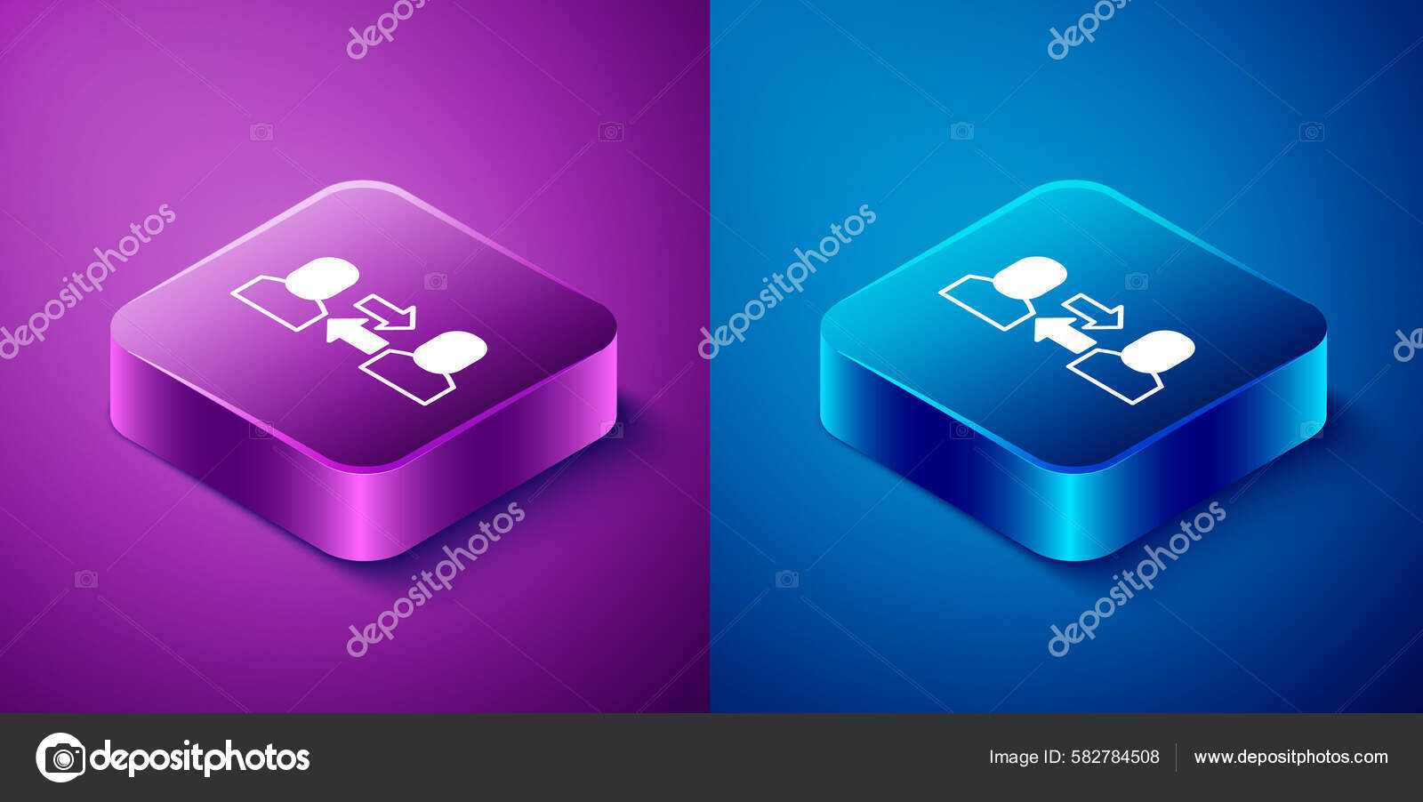 Isometric Exchange Çalışma Simgesi Mavi Mor Arkaplanda Izole Nsanlar ...