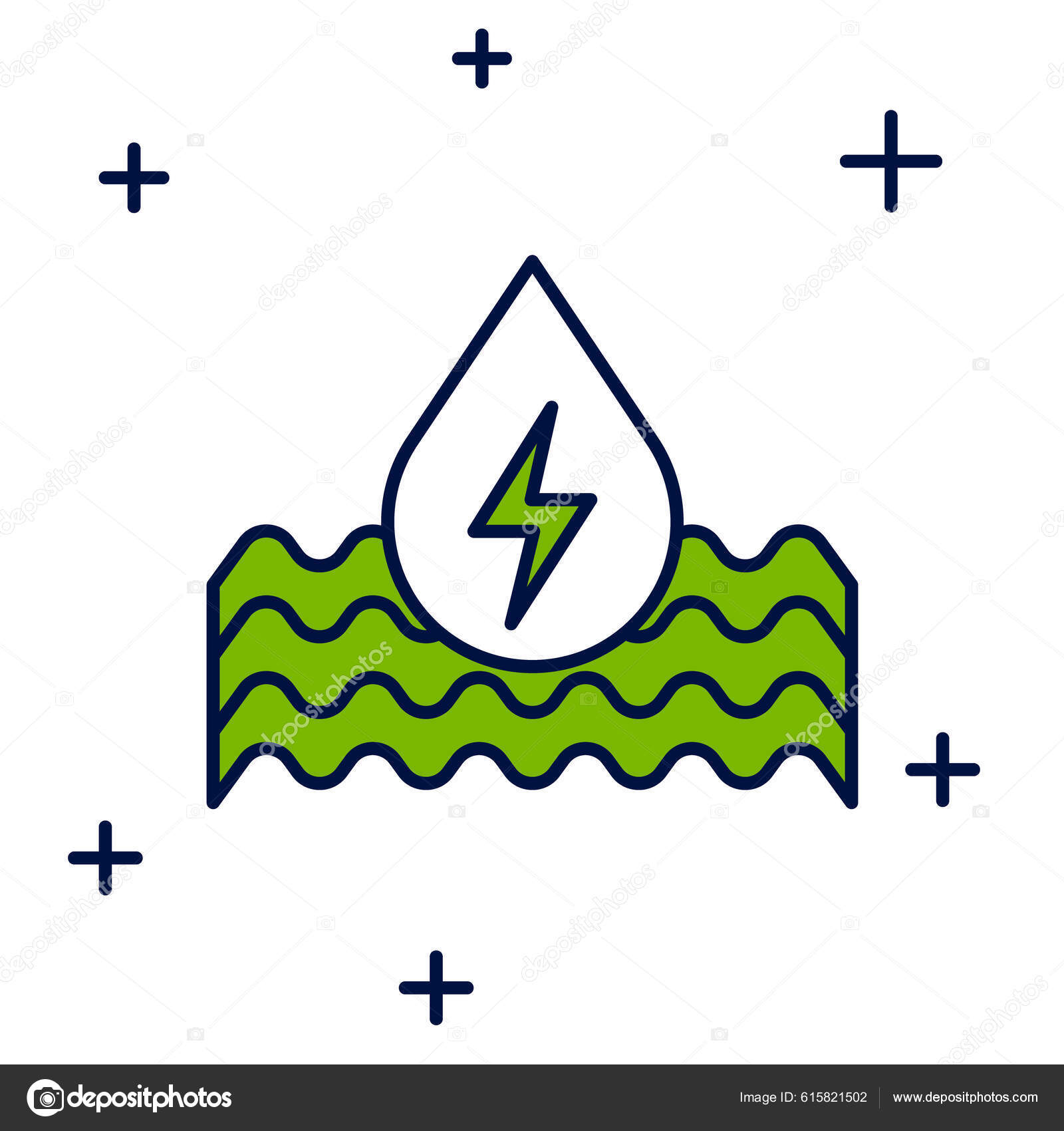 Filled Outline Water Energy Icon Isolated White Background Ecology ...
