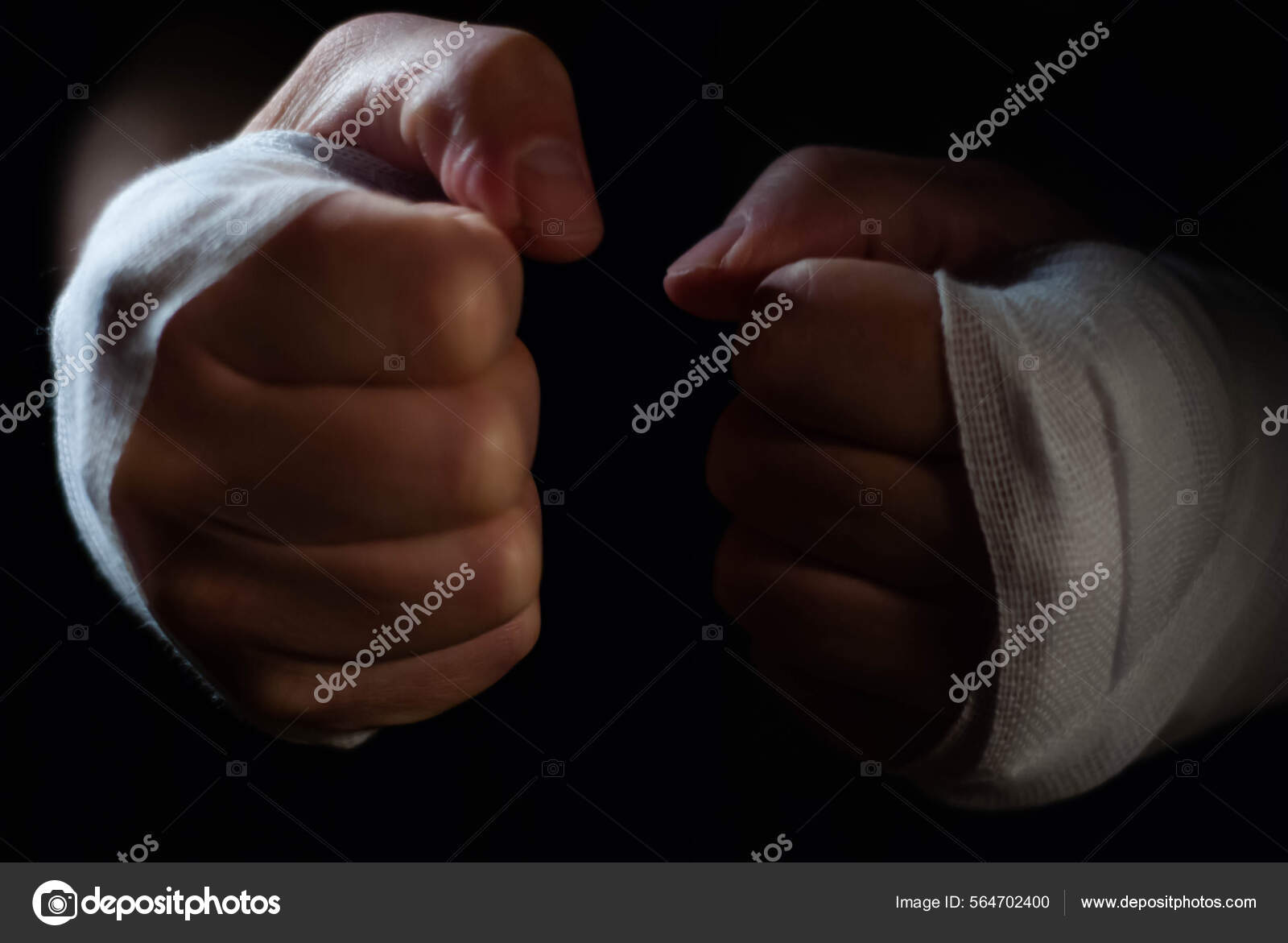 Hands Boxer White Bandages Prepared Fight Sport Battle — Stock Photo ...