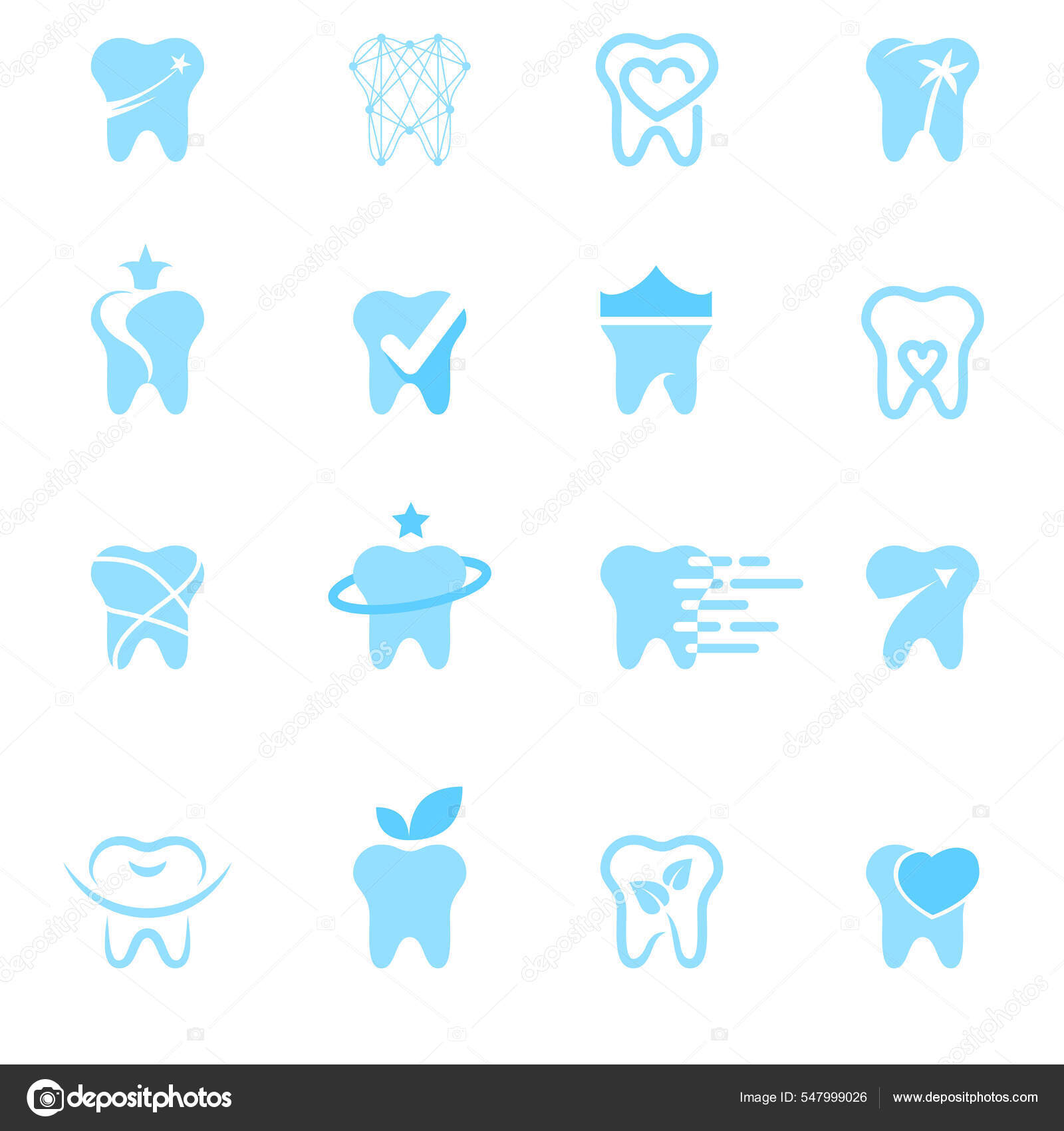 Tooth Line Icons Symbols Design Elements Tooth Signs Stomatology ...