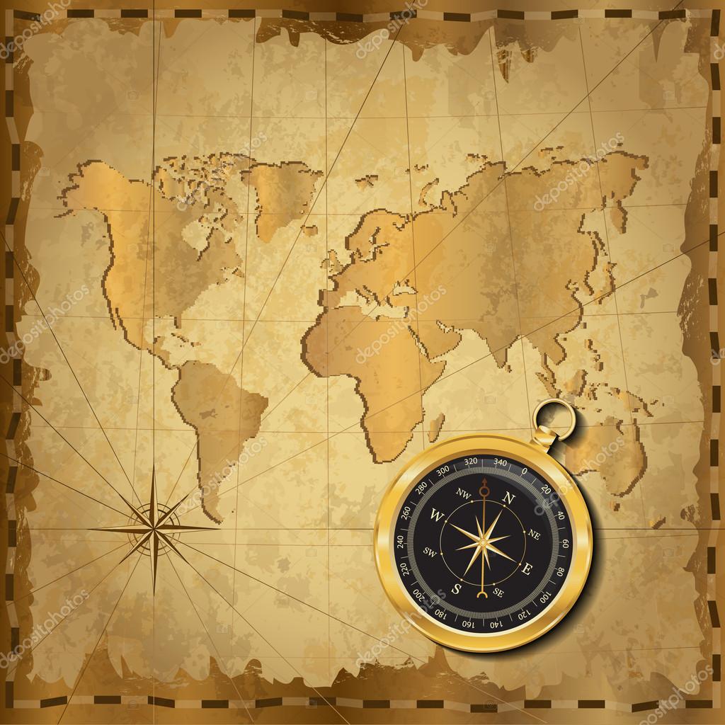 Vintage Map Golden Compass