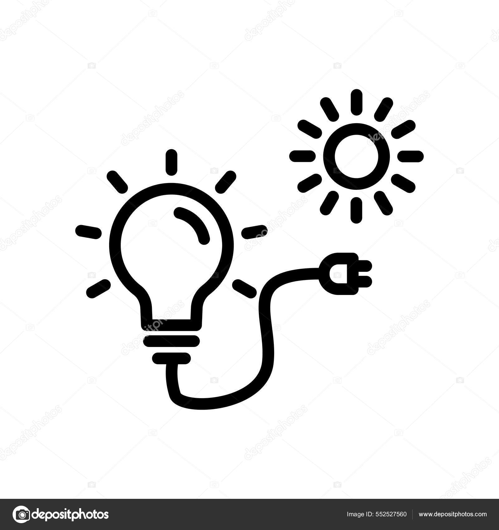 Solar Power Icon Light Bulb Sun Line Icon Style Suitable Stock Vector ...