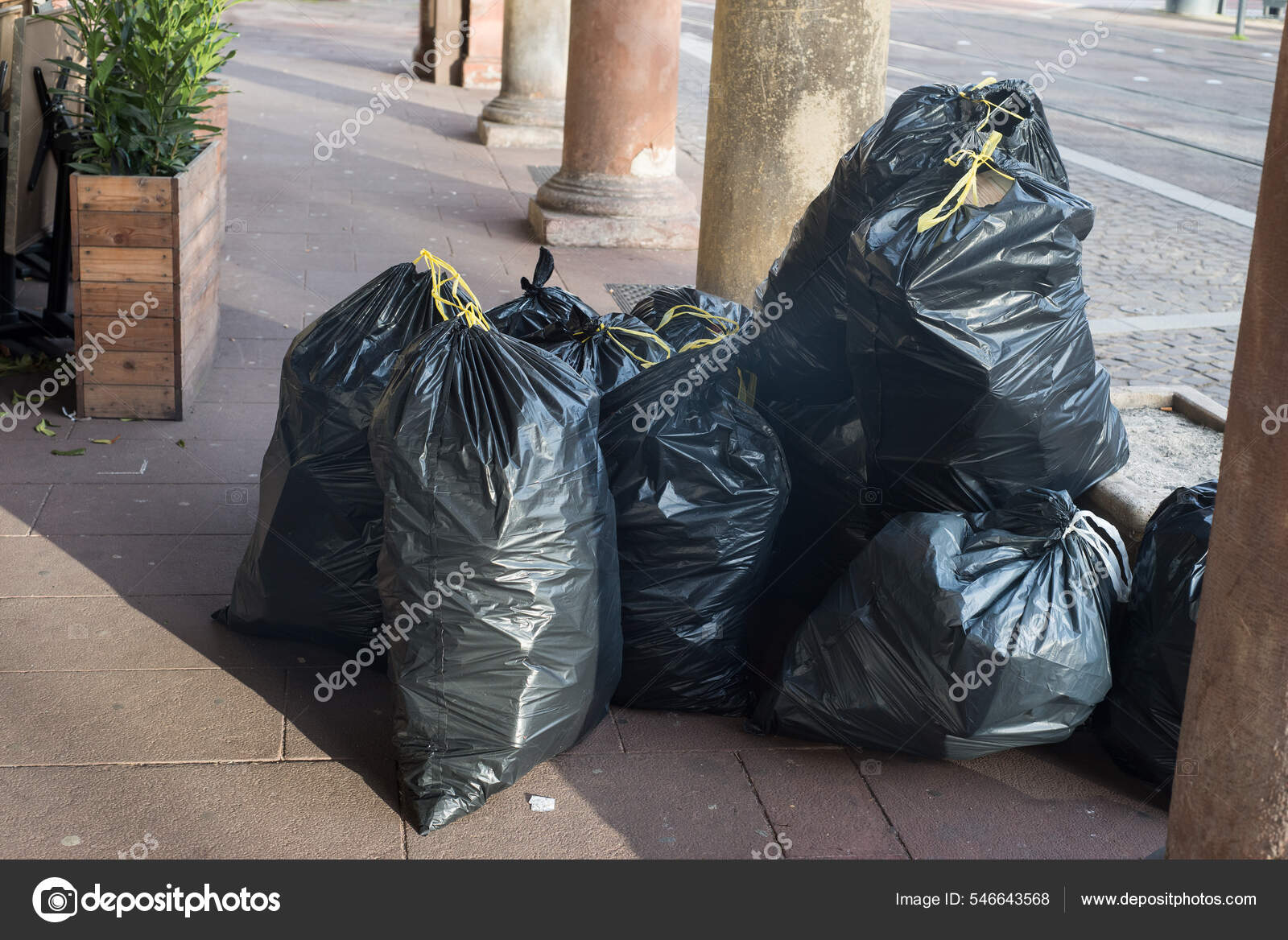 Closeup Plastic Bags Garbage Stacked Street Stock Photo by ©NeydtStock ...