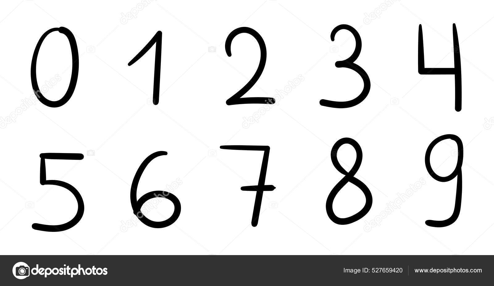Stylově Nakreslené Arabské Číslice Vektorové Ilustrace Stock Vektor od ...