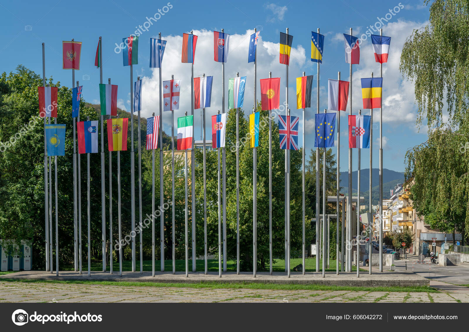 Row National Flags World Flags Blowing Wind Stock Photo by ©stefans42 ...