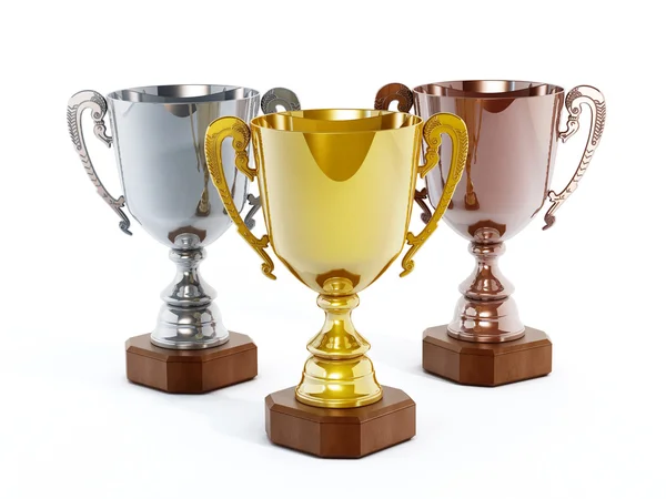 Golden, silver and bronze trophy cups — Stock Photo © madbit #2699772