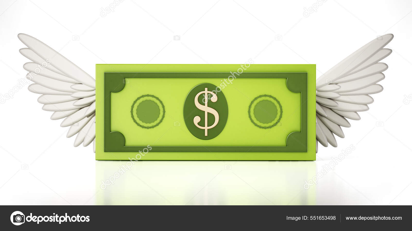 Fiktiv Dollarseddel Med Englevinger Isoleret Hvid Baggrund Illustration ...