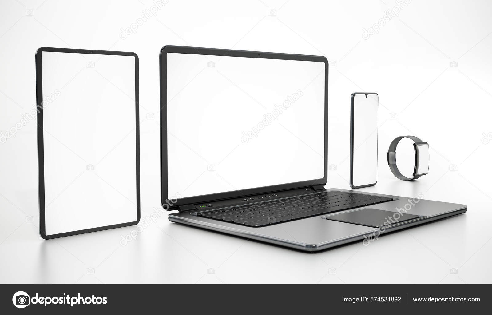 Mobile Devices Blank Screens Isolated White Background Illustration ...