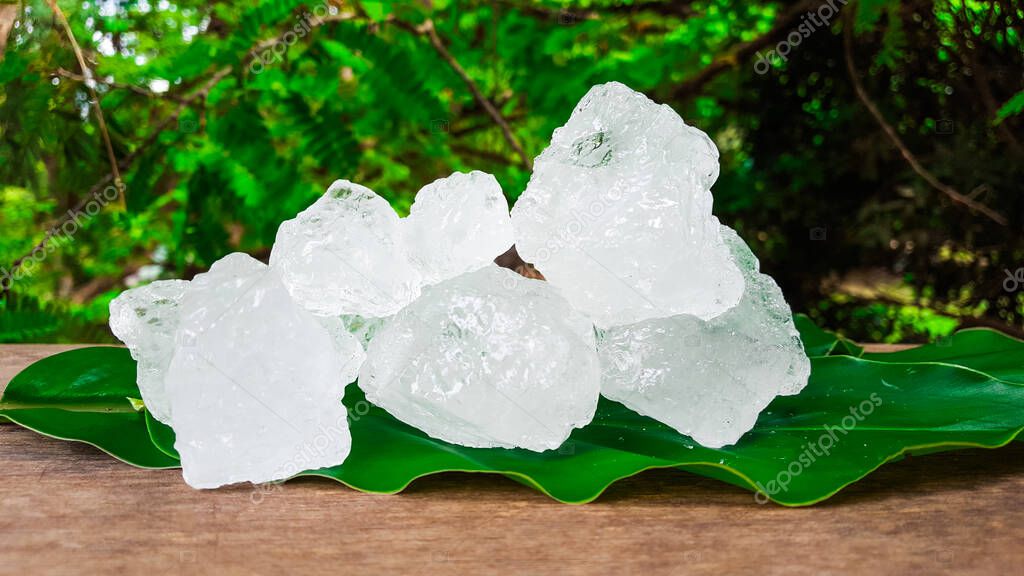 Cubos de alumbre claro blanco en el concepto de hojas verdes para la ...