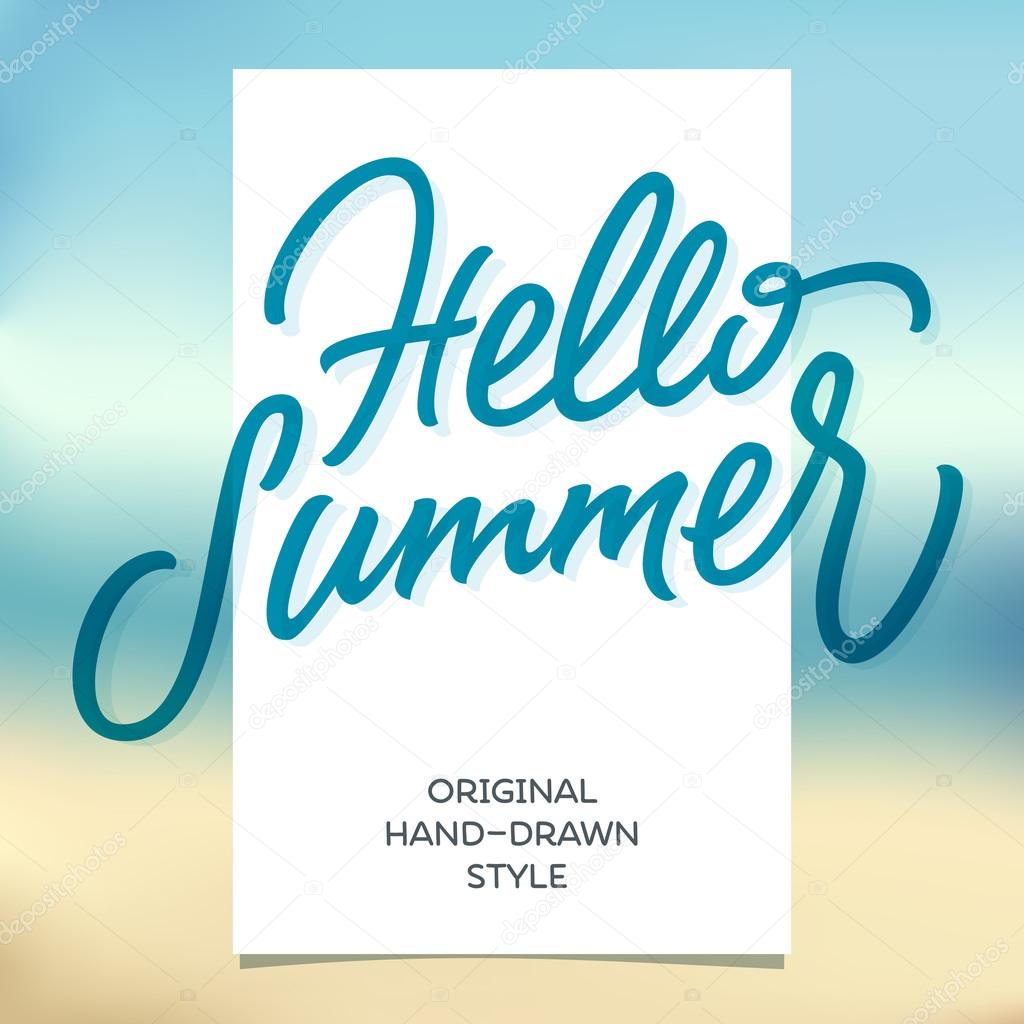 HELLO VERANO plantilla de caligrafía de letras a mano 2023