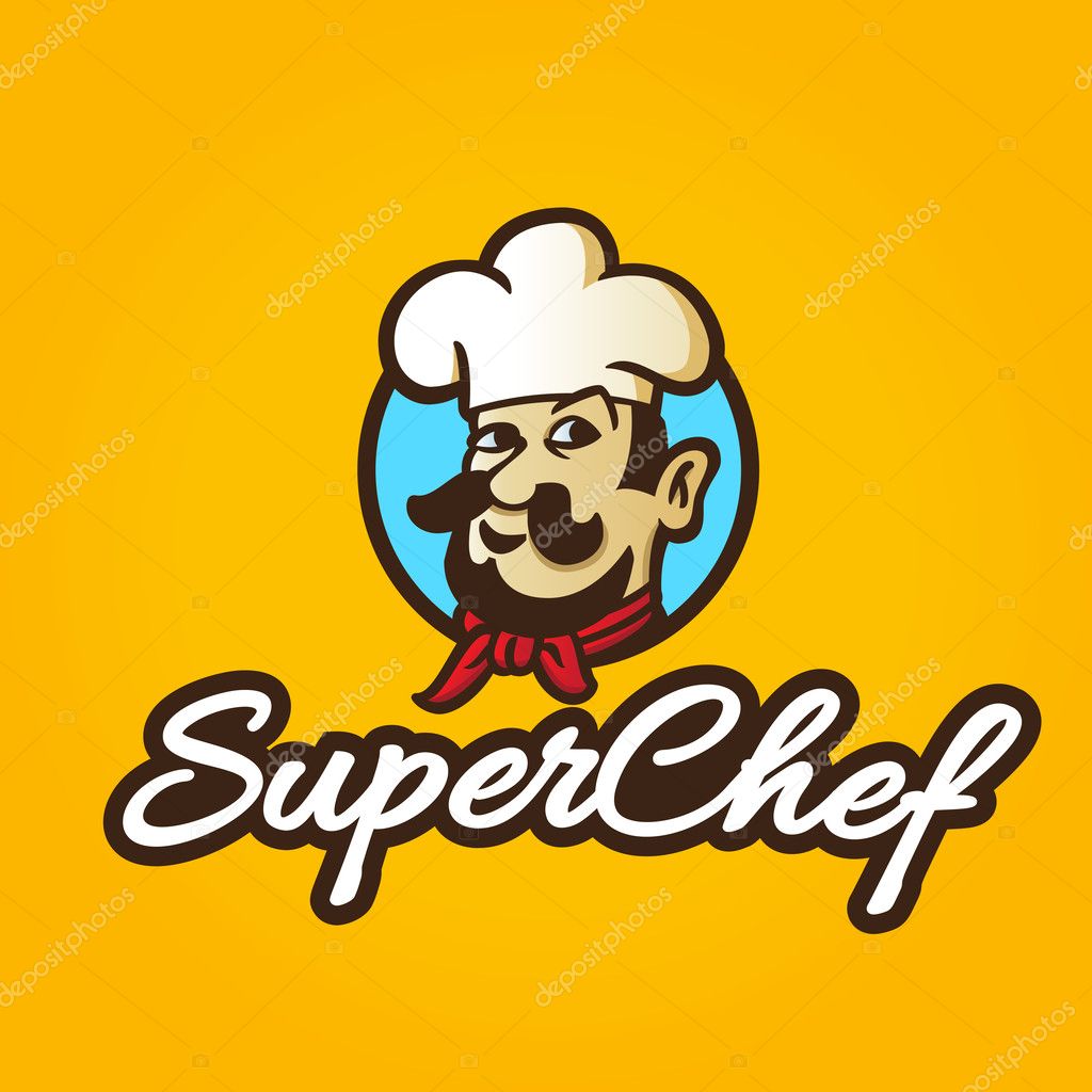 Retro colorful hand drawn chef symbol, vector illustration Stock Vector ...