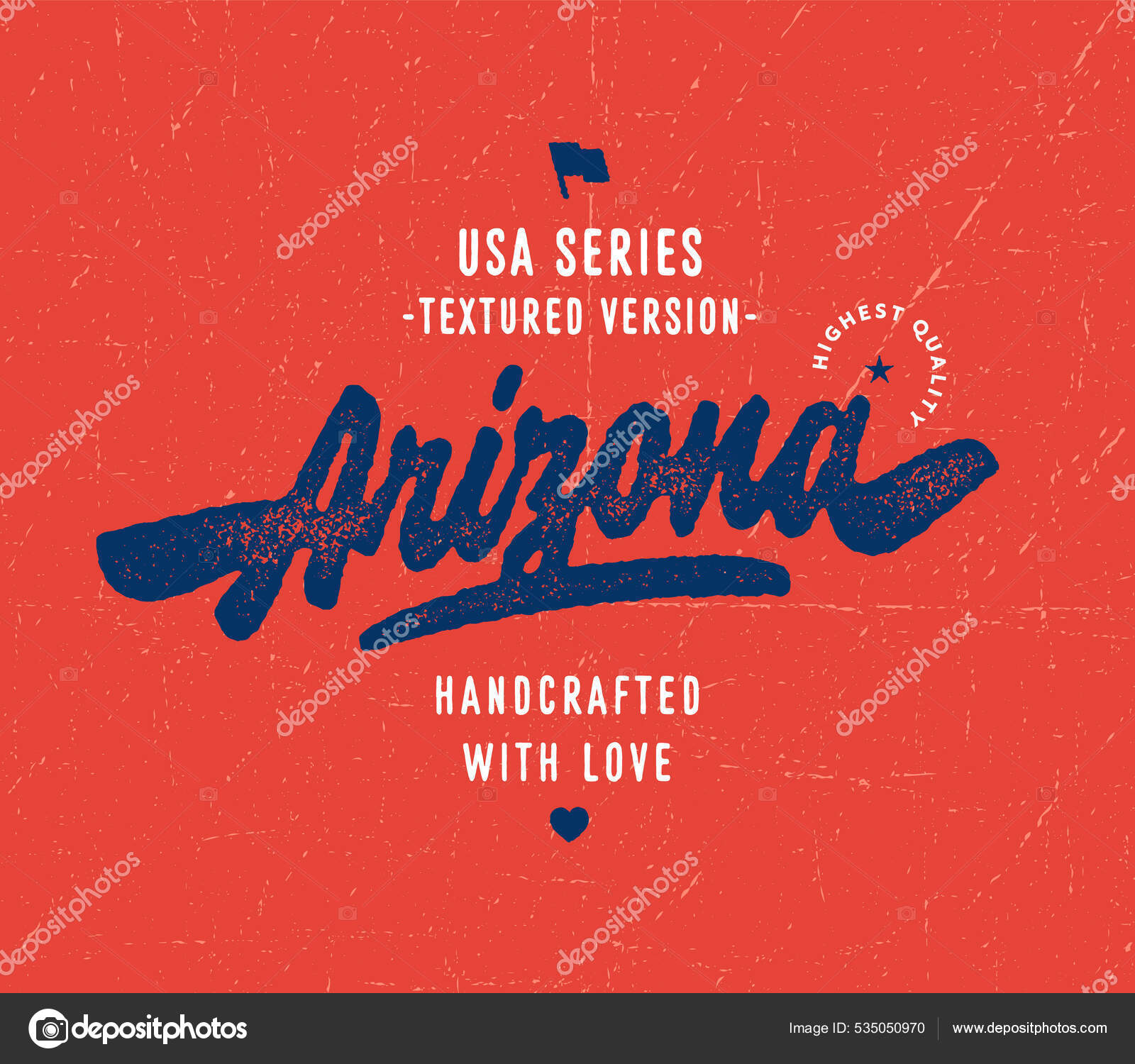 Arizona Mão Lettering Design Estados Unidos Série Tipografia Vetorial ...