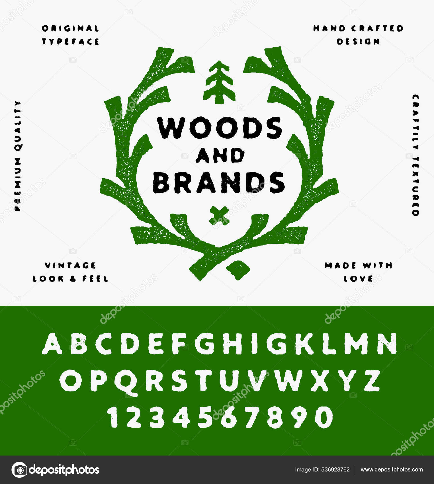 Original Vintage Handcrafted Textured Alphabet Woods Brands Retro ...