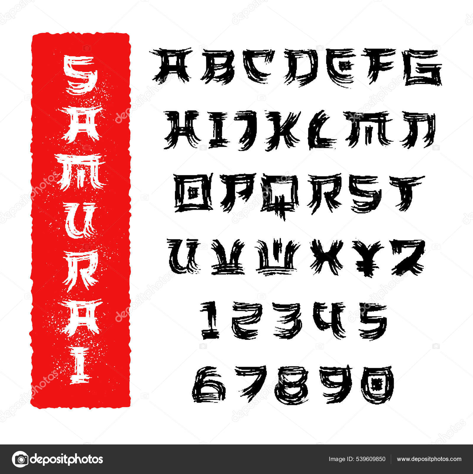 Samurai Original Japanese Asian Style Alphabet Hieroglyph Inspired Hand ...