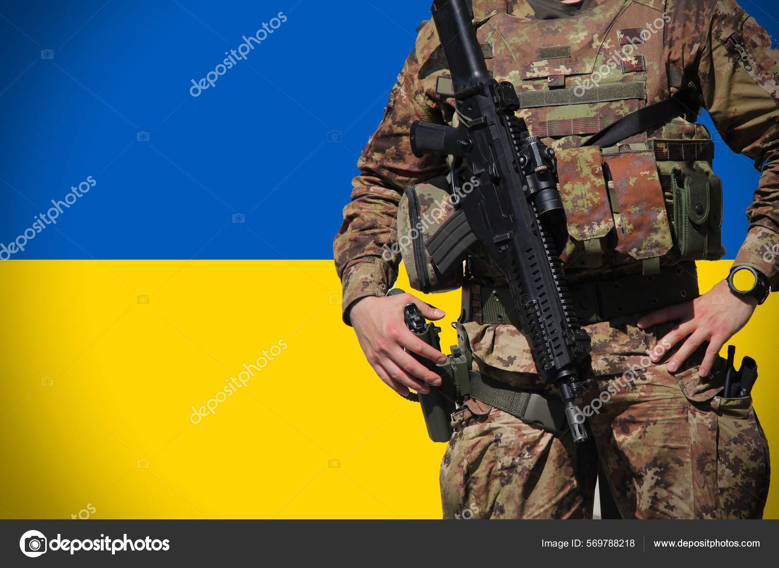 Ukrainian Flag Soldier Background Concept Army — Stock Photo ...