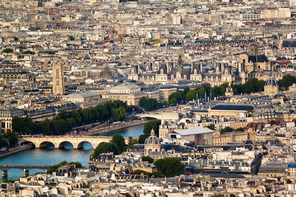 Scenic view from the top of the Eiffel Tower. Paris, France. Stock ...