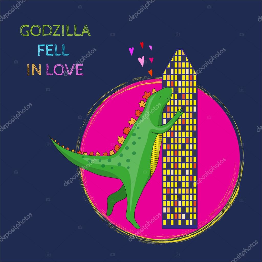 Illustration of Godzilla fell in love — Stock Vector © trefalga #51160341