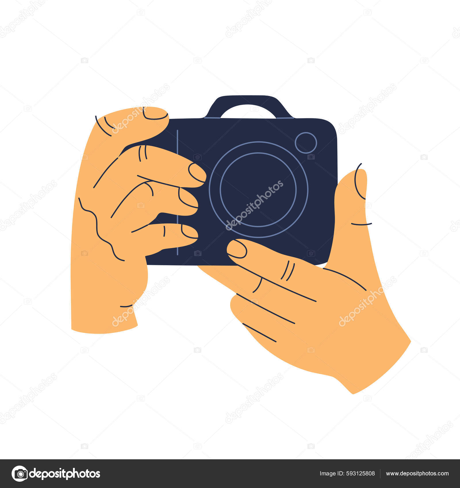 Human Hands Holds Photo Camera Retro Digital Device Lens Hand Stock ...
