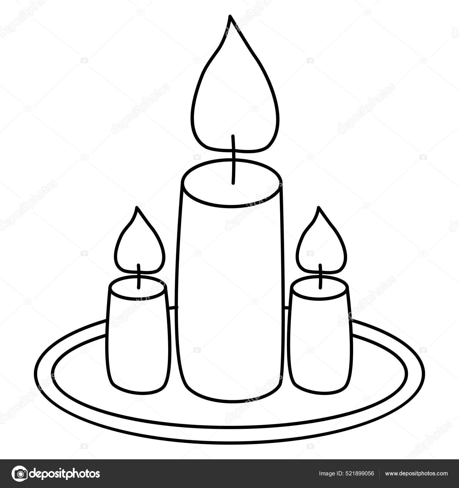 Composición Velas Festivas Ilustración Vectorial Dibujo Línea Contorno ...