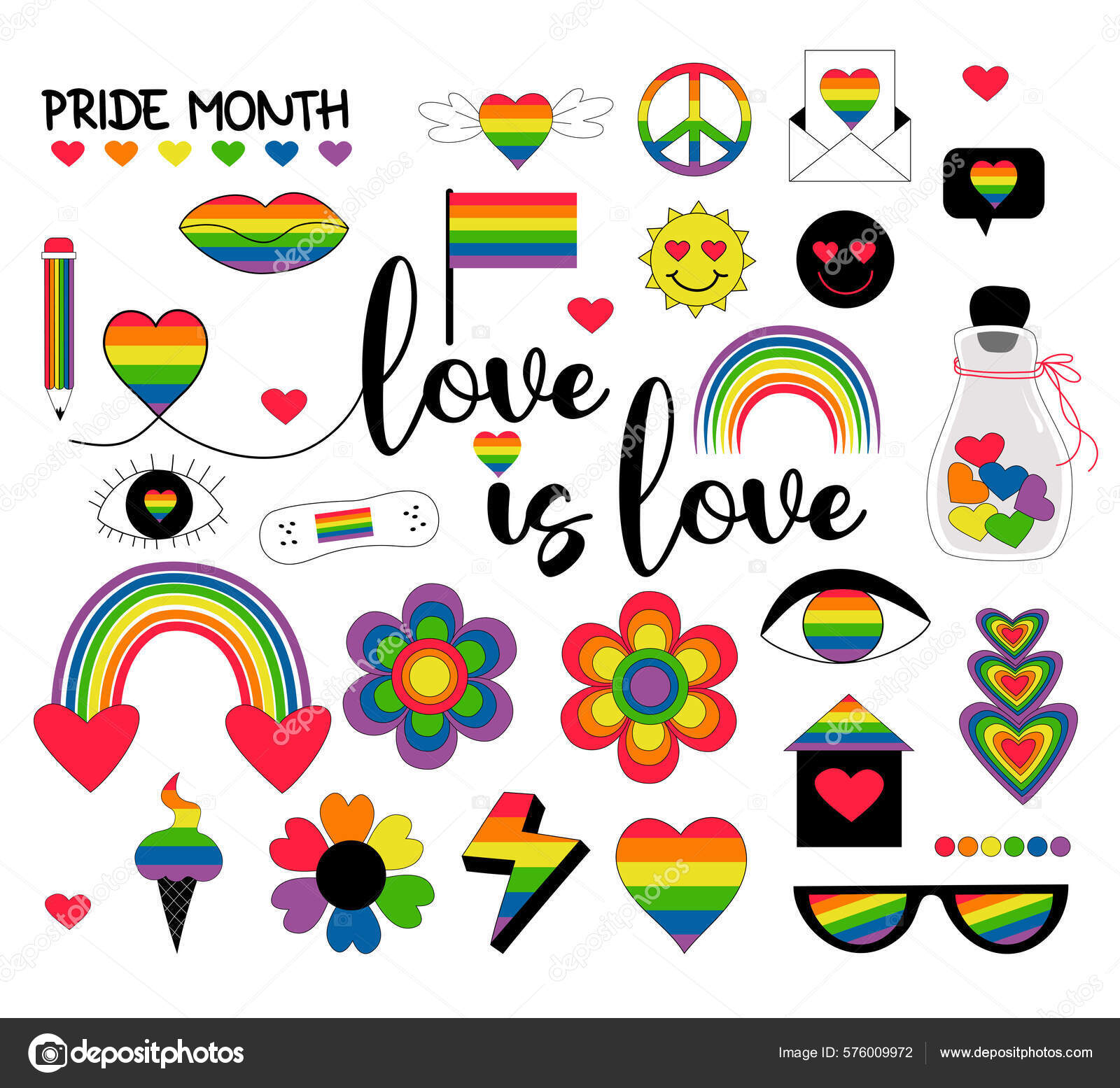 Lgbt Pride Month Koleksi Lgbtq Simbol Komunitas Dengan Bendera ...